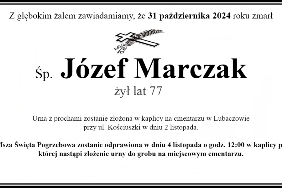 Zmarł Józef Marczak [77 lat] - ZLUBACZOWA.PL - Informacje Lubaczów ...